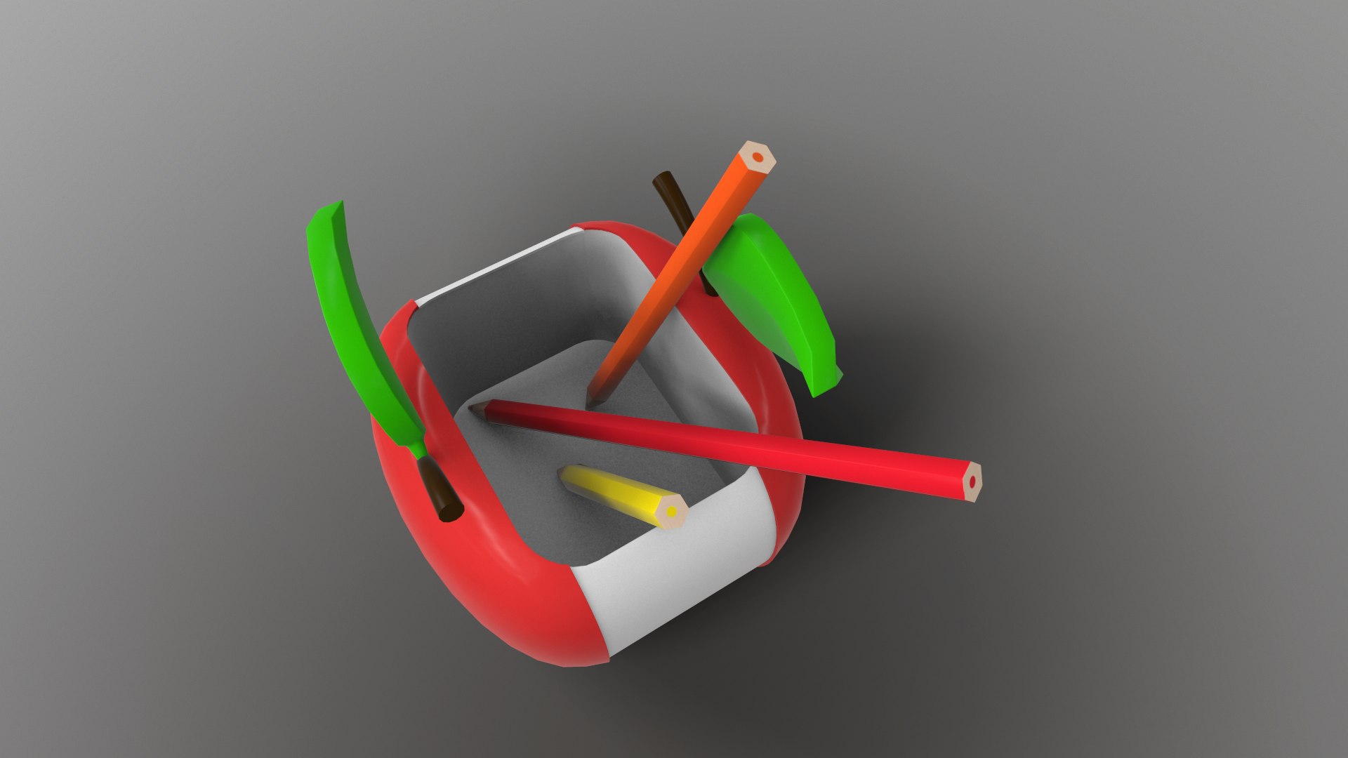 Red Apple Pencil Box 3D - TurboSquid 1597433