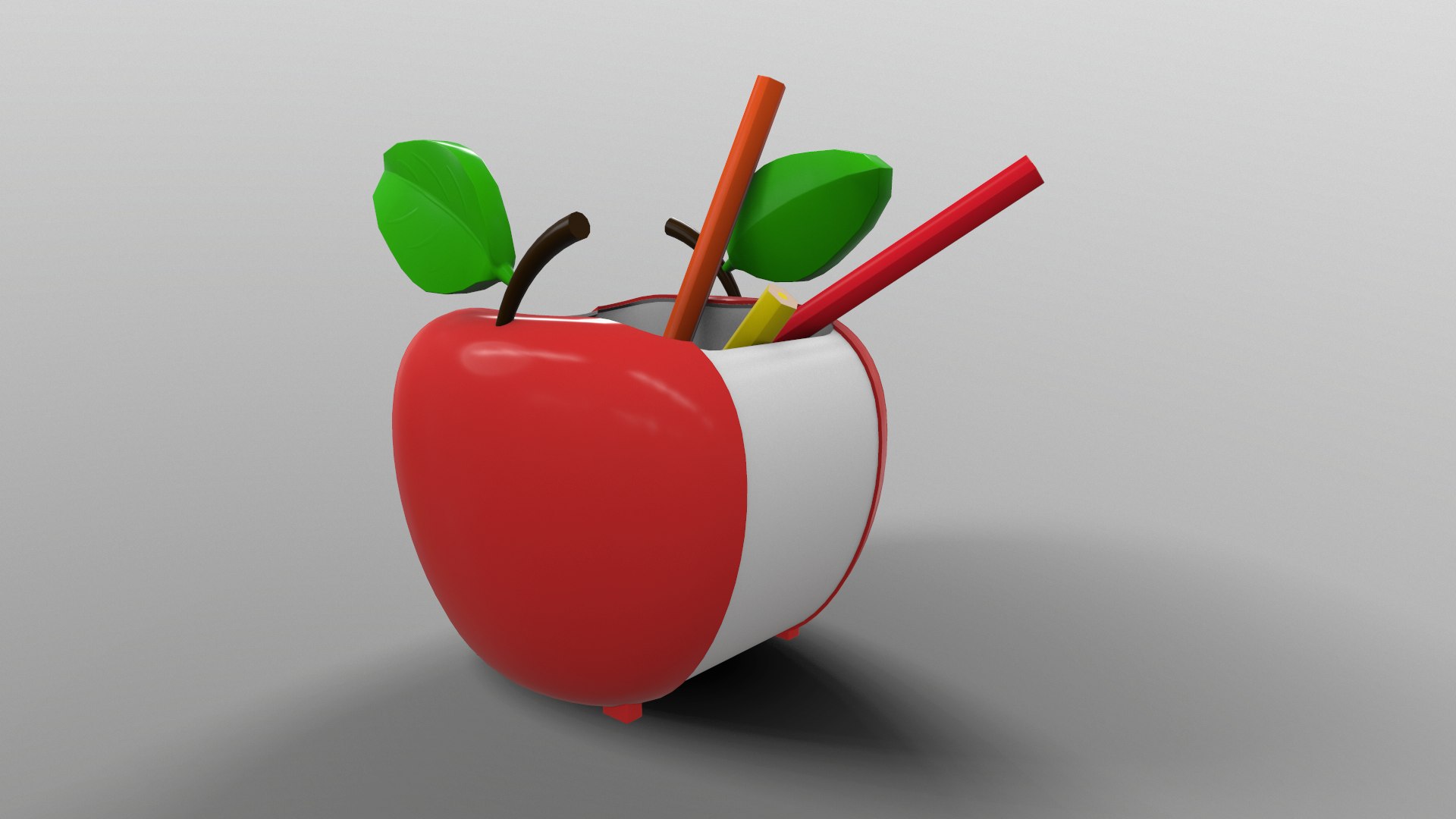 Red Apple Pencil Box 3D - TurboSquid 1597433