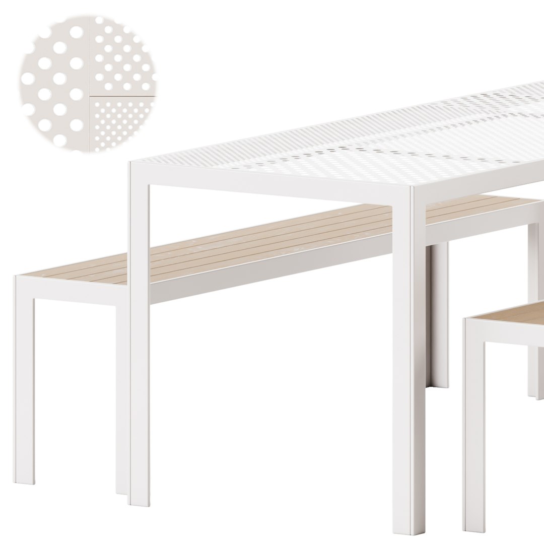 3D Model Areal Table And Wooden Bench By Nola Industrier - TurboSquid ...