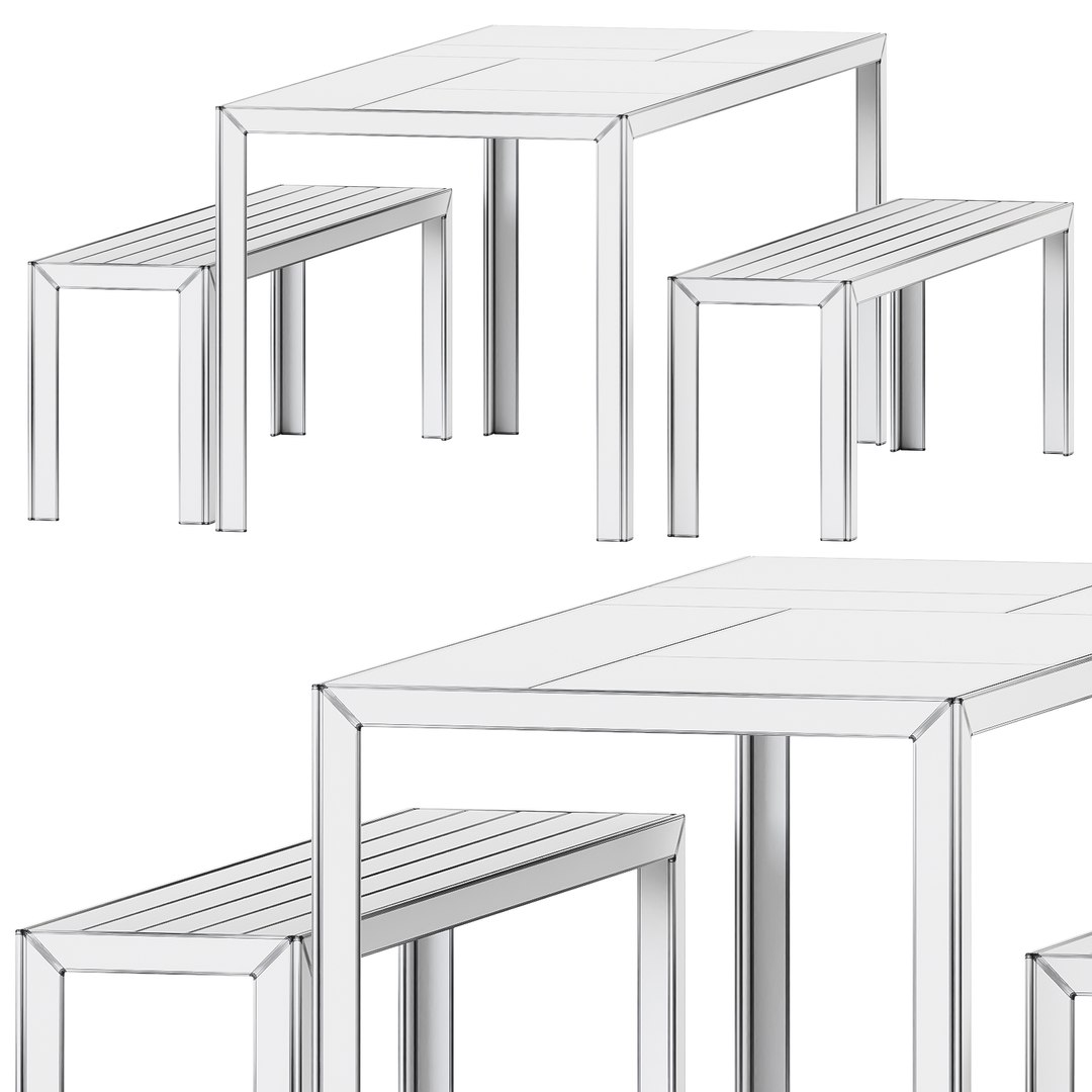 3D Model Areal Table And Wooden Bench By Nola Industrier - TurboSquid ...
