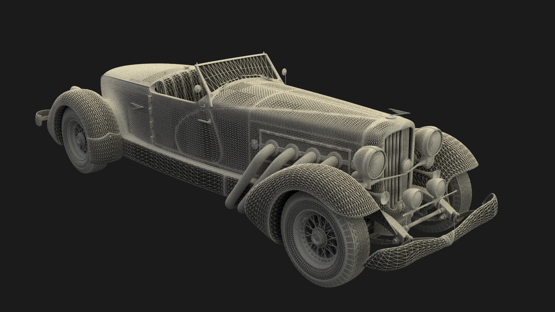 Golden Vintage Car 3D Model - TurboSquid 2346447