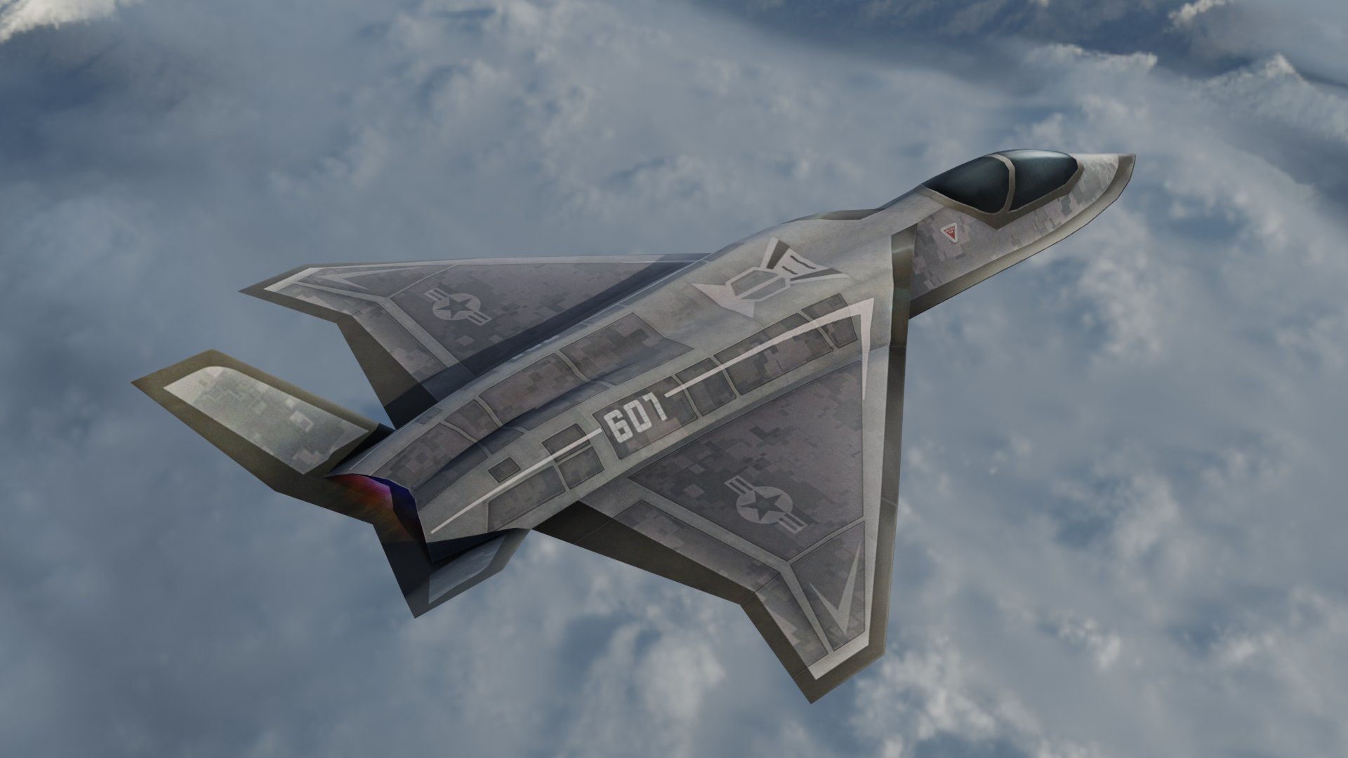 3D Model F-X NGAD Concept Aircraft Painted Game Model Low-poly 3D Model ...