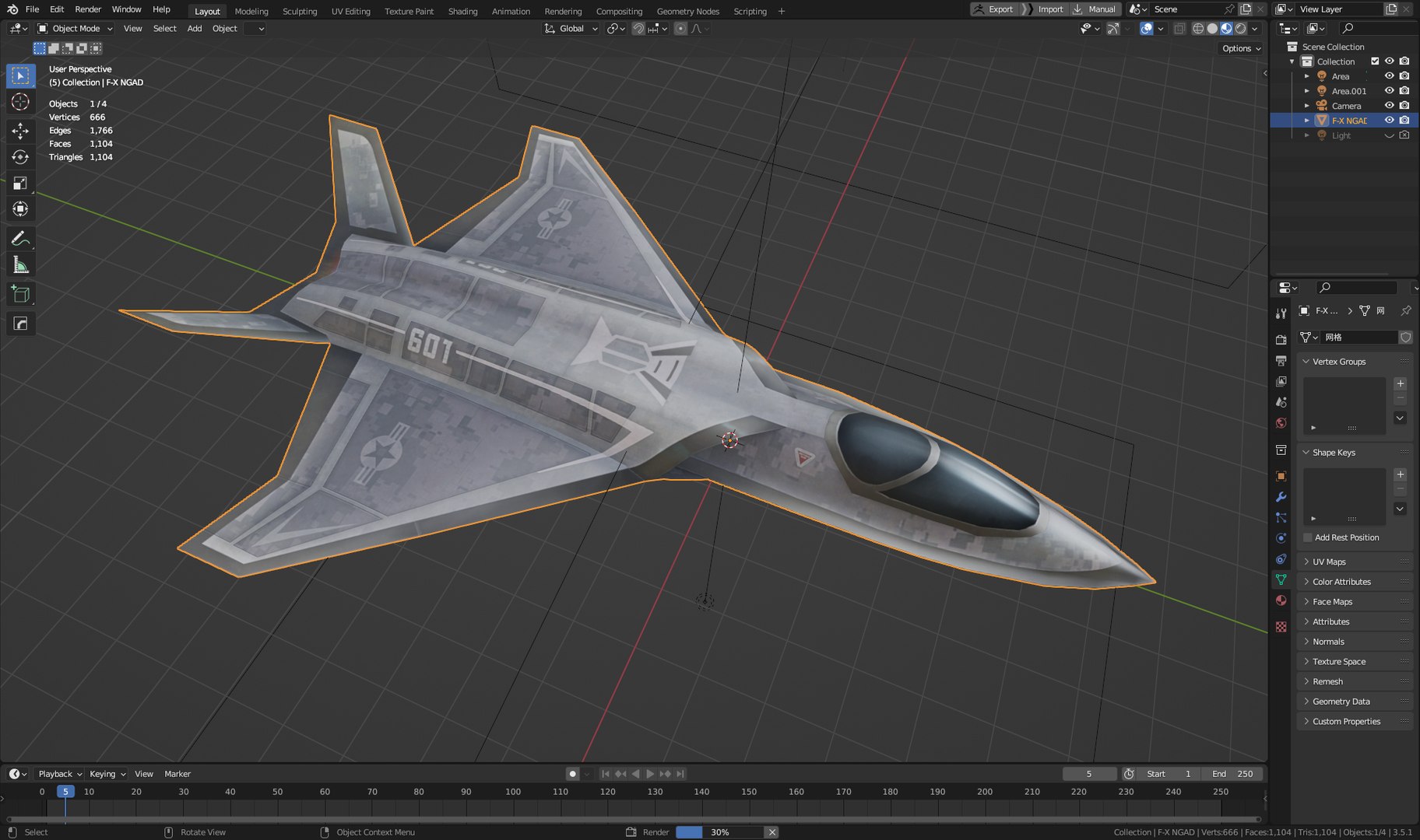 3D Model F-X NGAD Concept Aircraft Painted Game Model Low-poly 3D Model ...