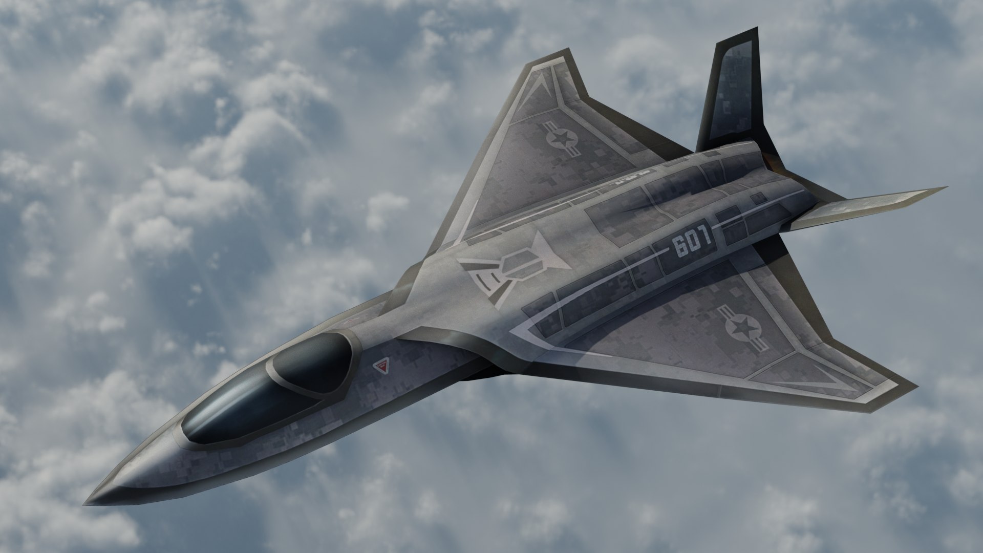 3D Model F-X NGAD Concept Aircraft Painted Game Model Low-poly 3D Model ...