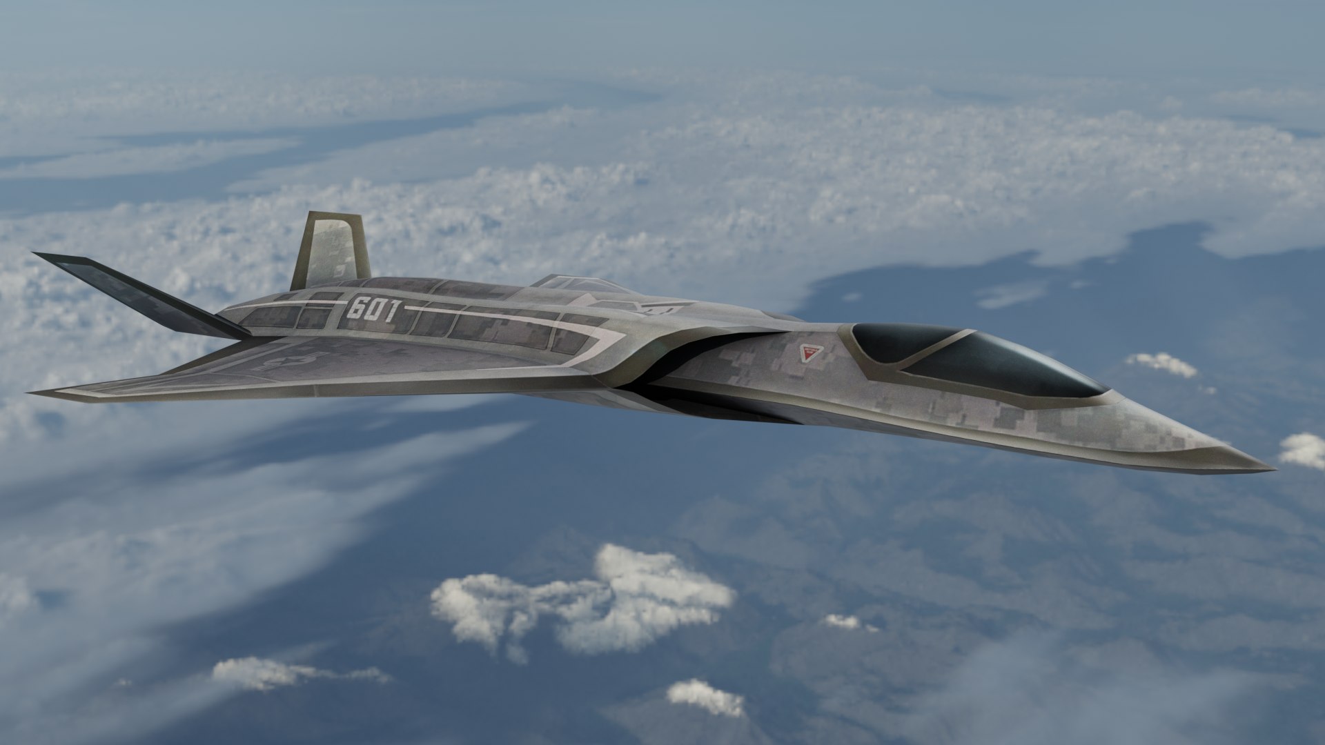 3D Model F-X NGAD Concept Aircraft Painted Game Model Low-poly 3D Model ...