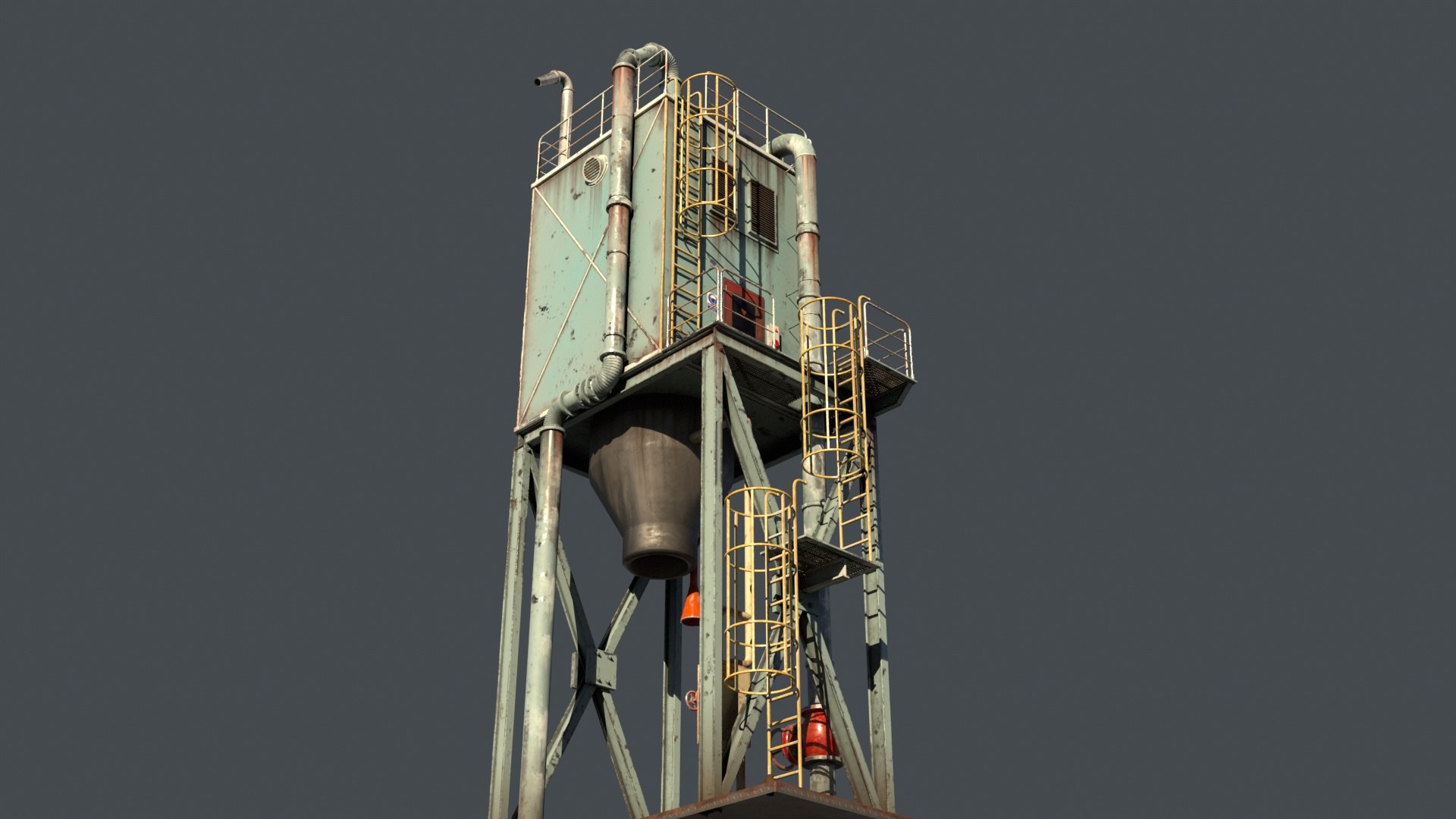 Industrial Hopper Structure Weathered 3D - TurboSquid 2418603