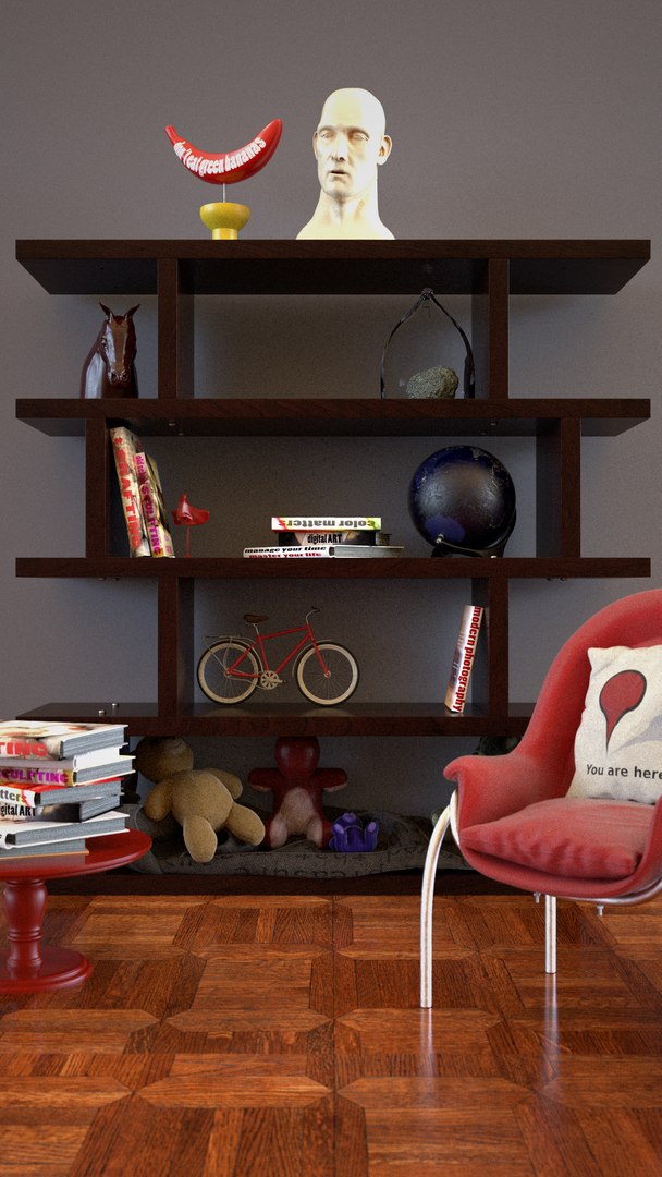 Free Home Office Shelf 3d Model