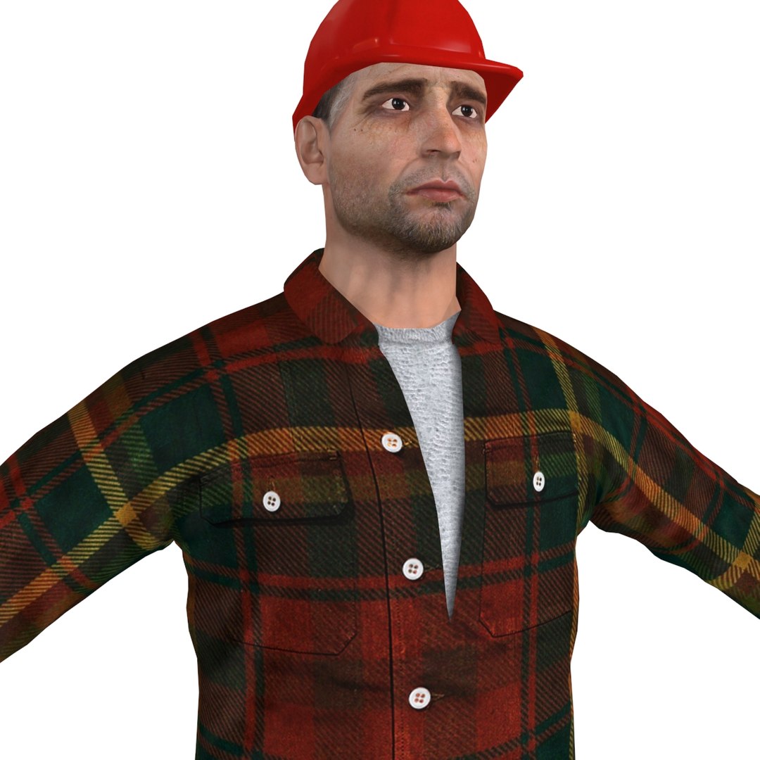 3d worker lods man model