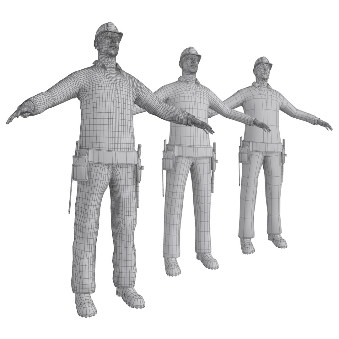 3d worker lods man model