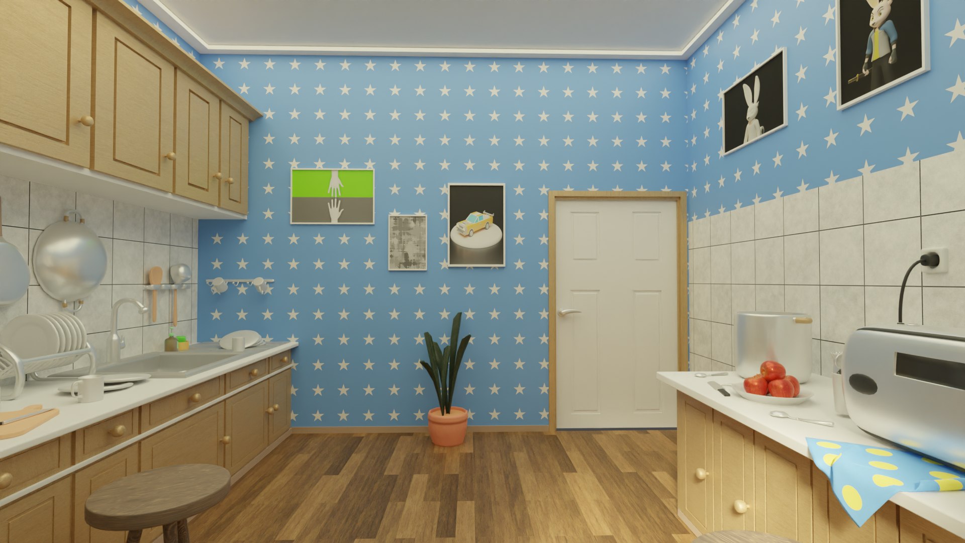 3D Home Kitchen Interior Environment Cartoon Style Model - TurboSquid ...