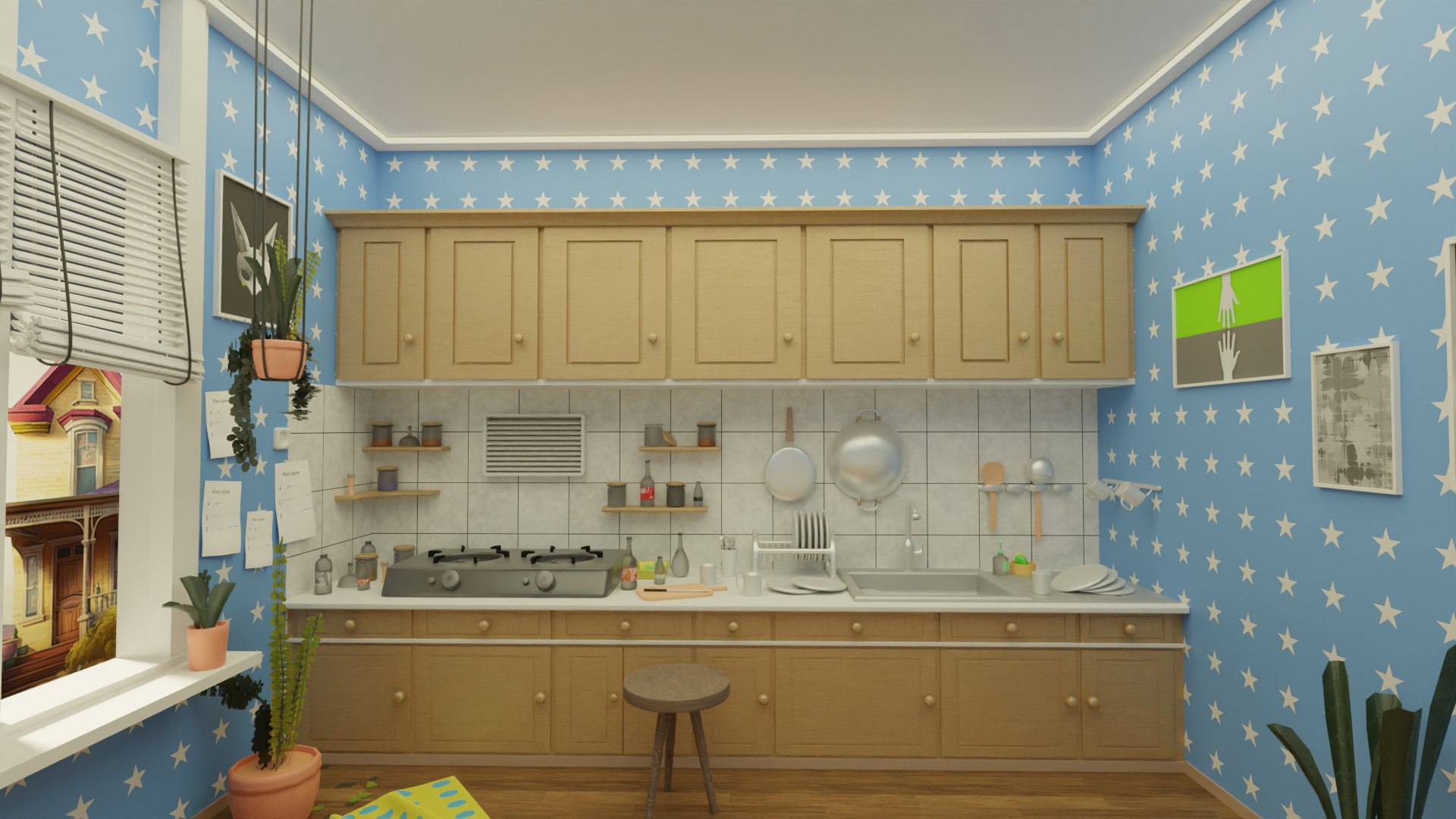 3D Home Kitchen Interior Environment Cartoon Style Model - TurboSquid ...