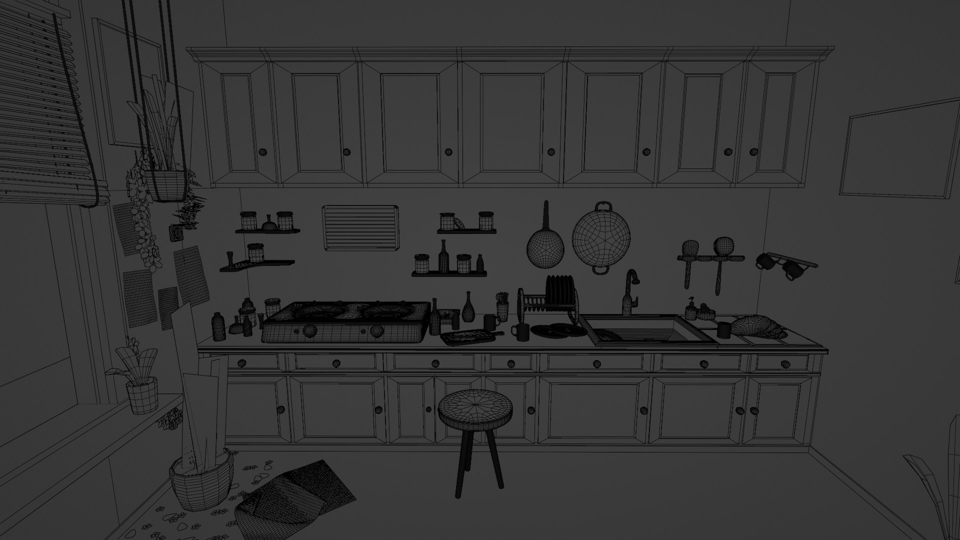 3D Home Kitchen Interior Environment Cartoon Style Model - TurboSquid ...