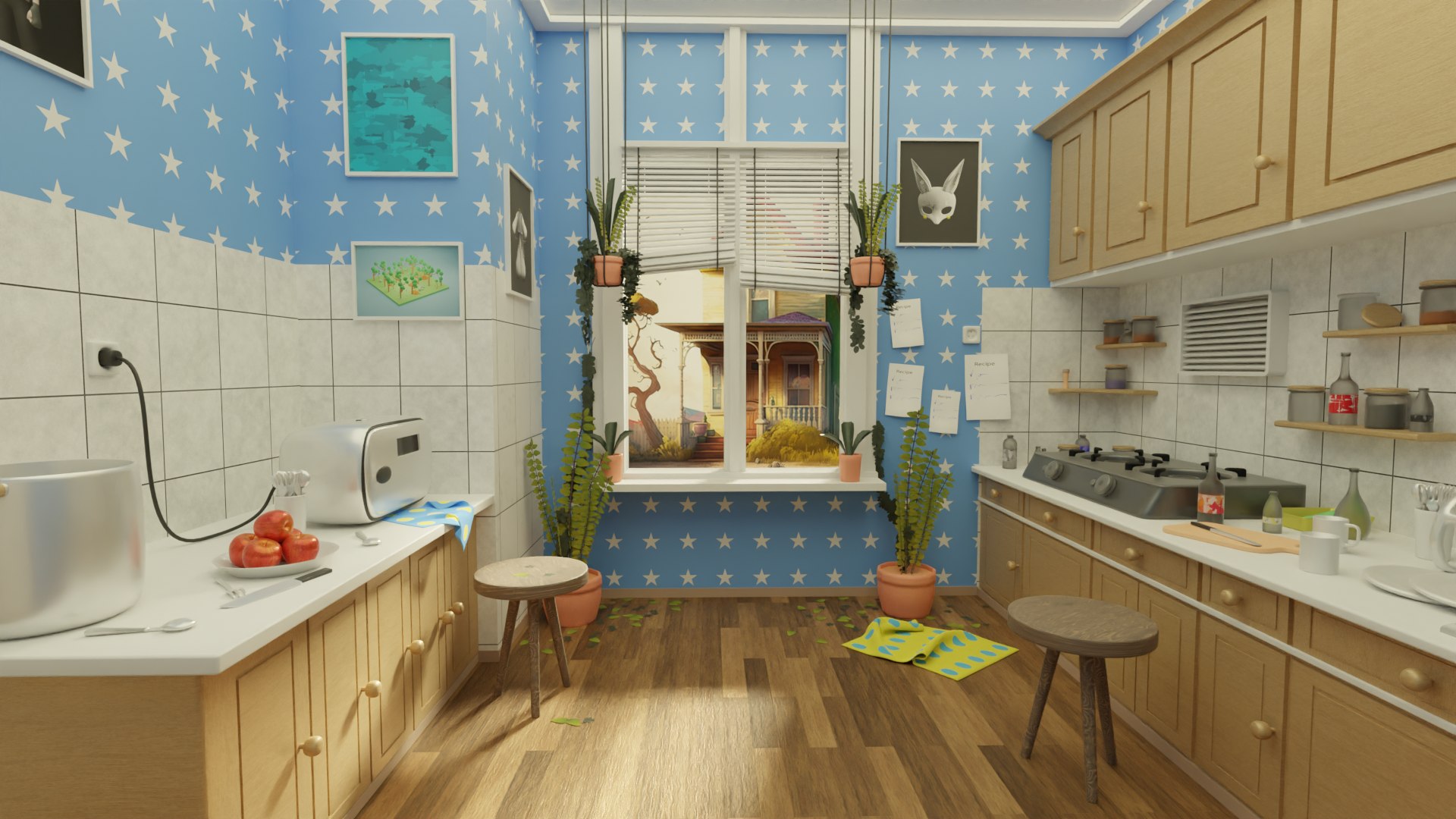 3D Home Kitchen Interior Environment Cartoon Style Model - TurboSquid ...
