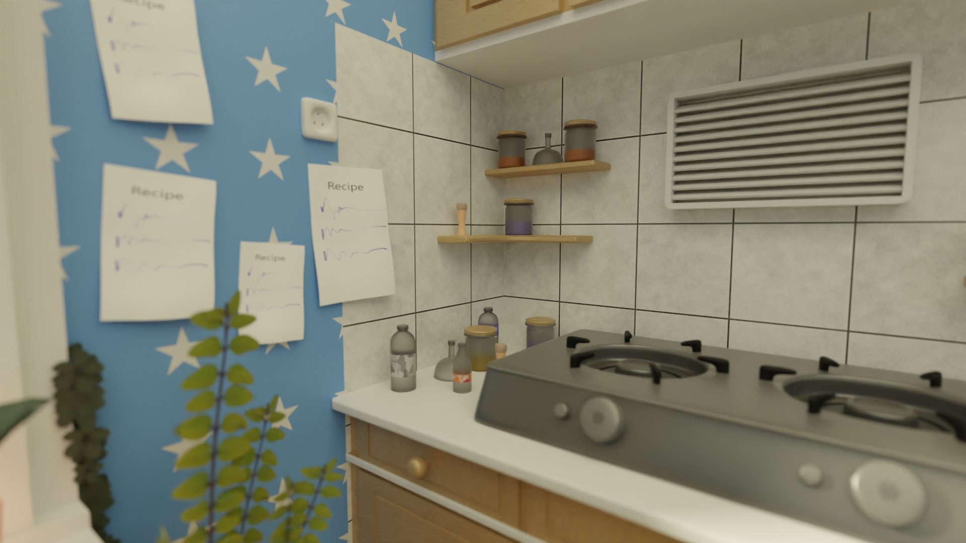 3D Home Kitchen Interior Environment Cartoon Style Model - TurboSquid ...