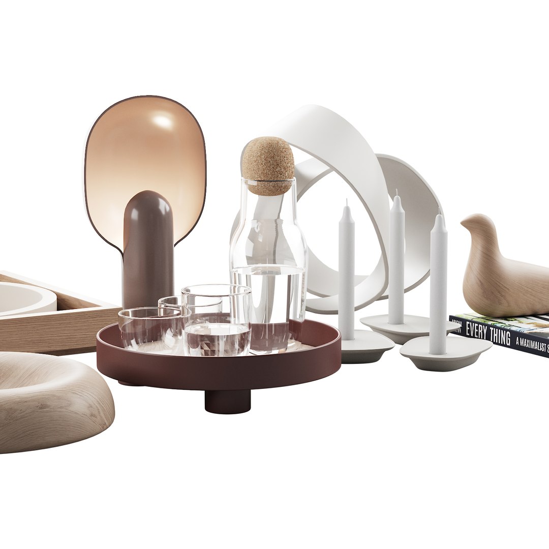 006 Living Contemporary Nature Accessories Decor Set 3D Model ...