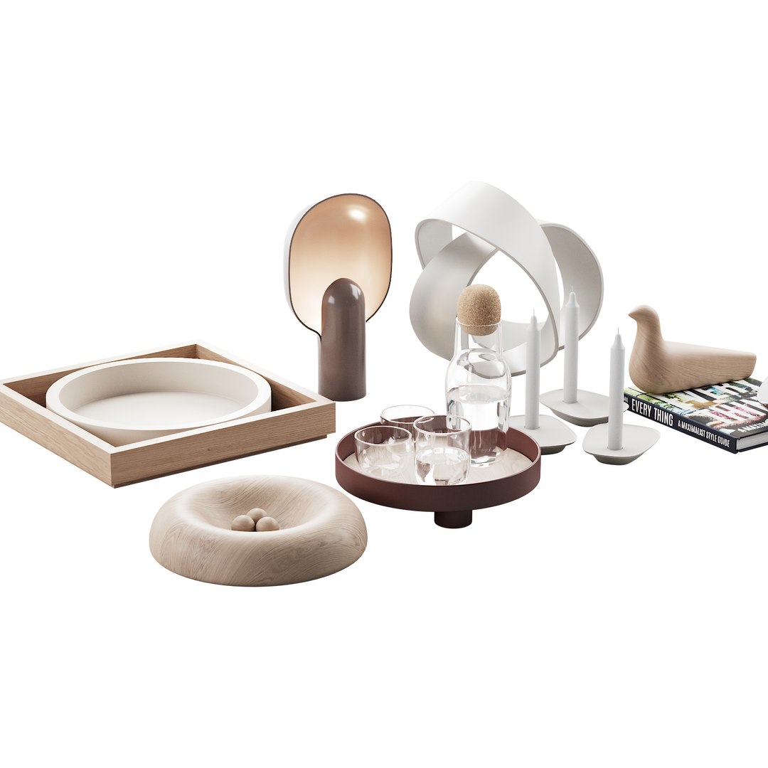 006 Living Contemporary Nature Accessories Decor Set 3D Model ...