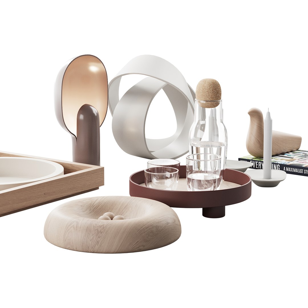 006 Living Contemporary Nature Accessories Decor Set 3D Model ...