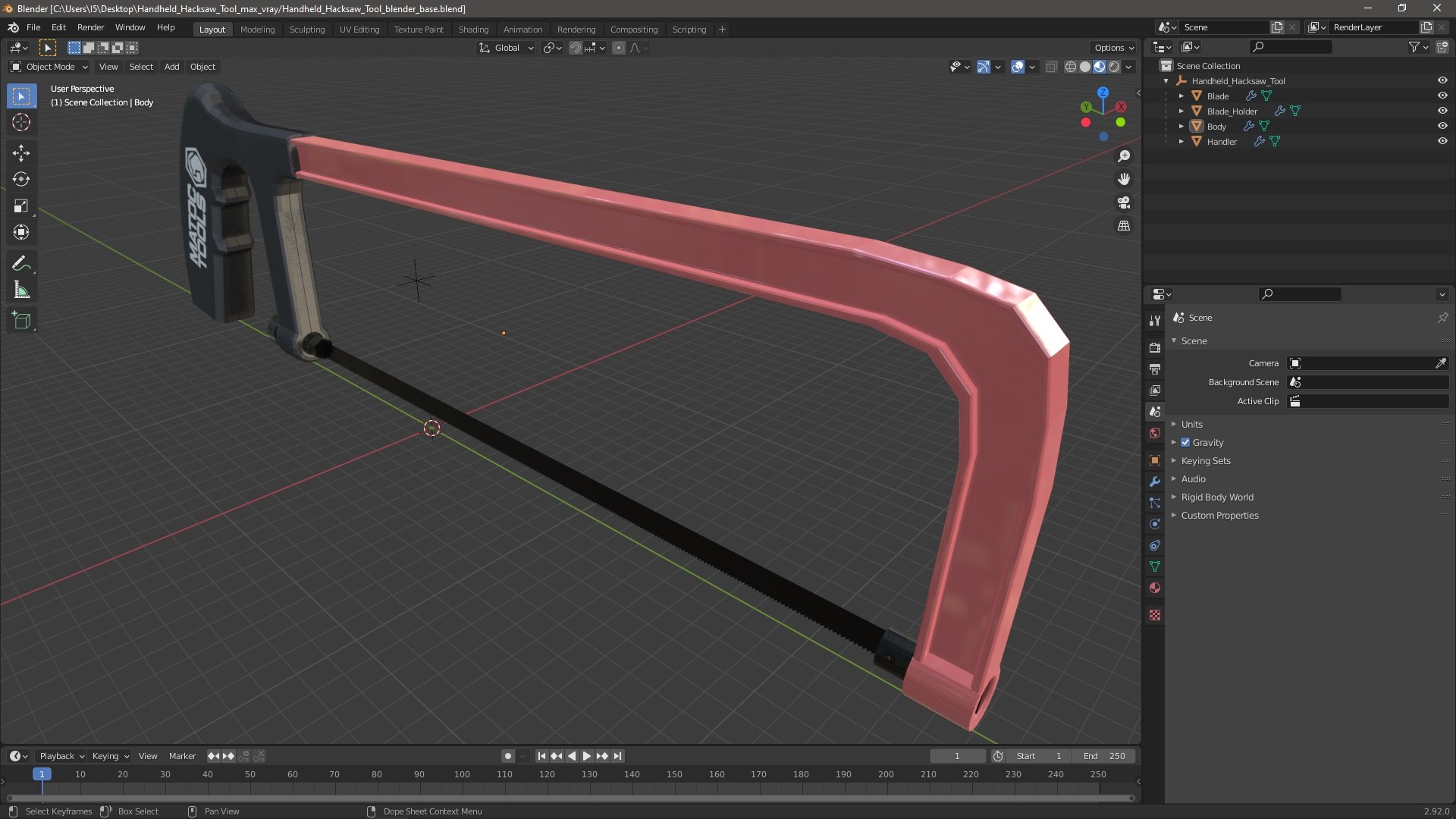 Handheld Hacksaw Tool 3D Model - TurboSquid 2183972