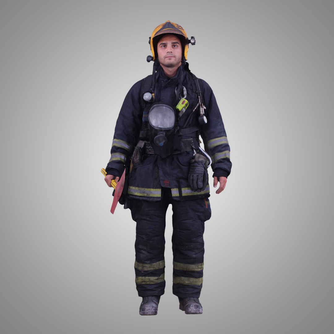firefighter real people 3d obj