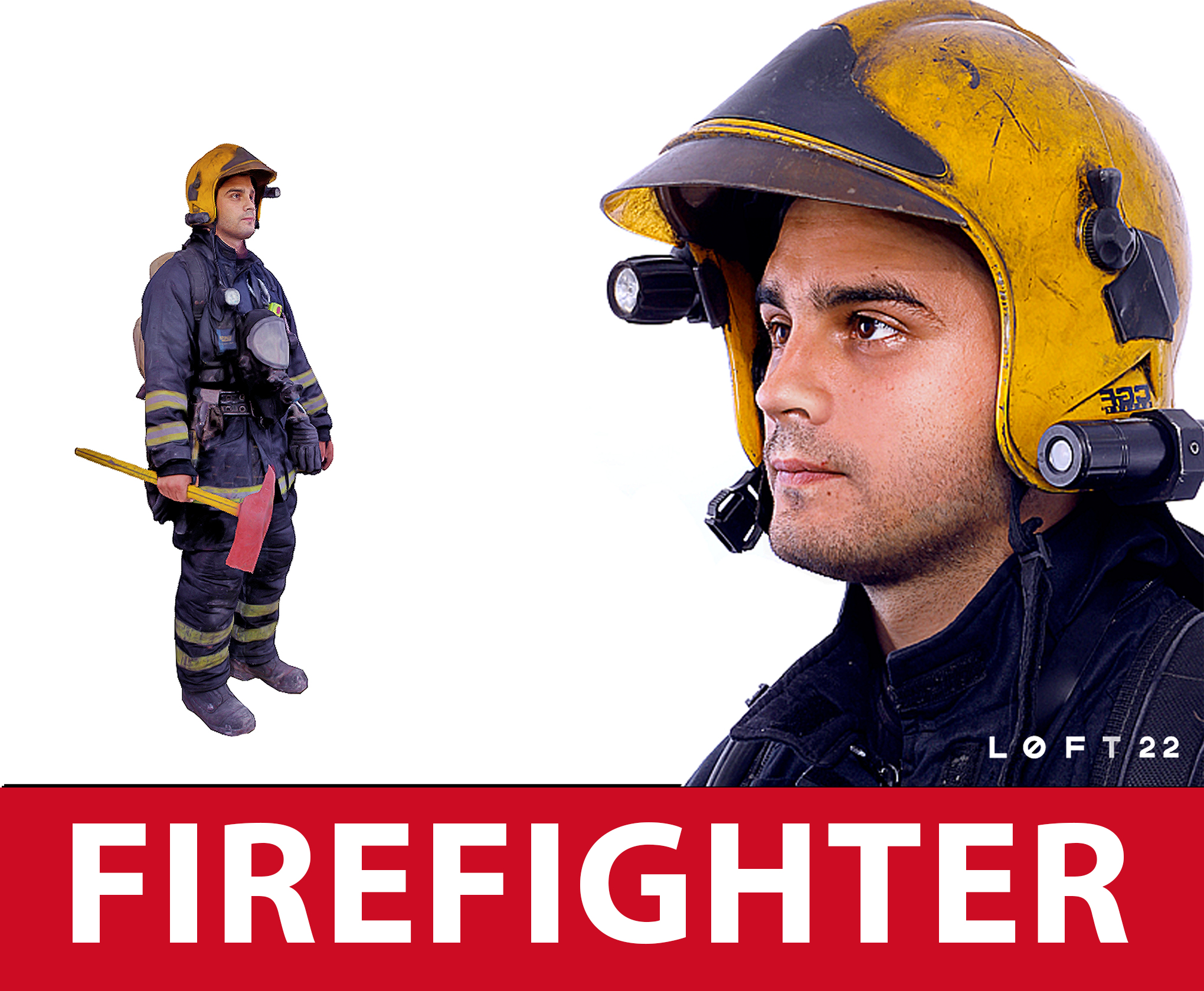 firefighter real people 3d obj