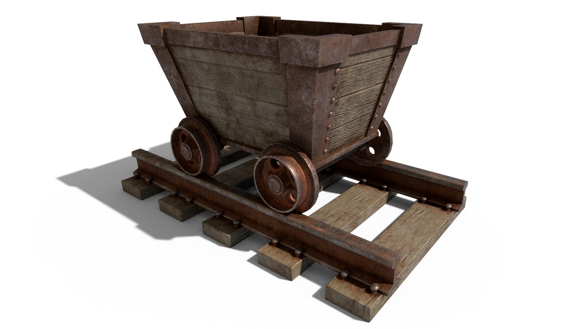 3D Cartoon Mine Cart model - TurboSquid 1726643