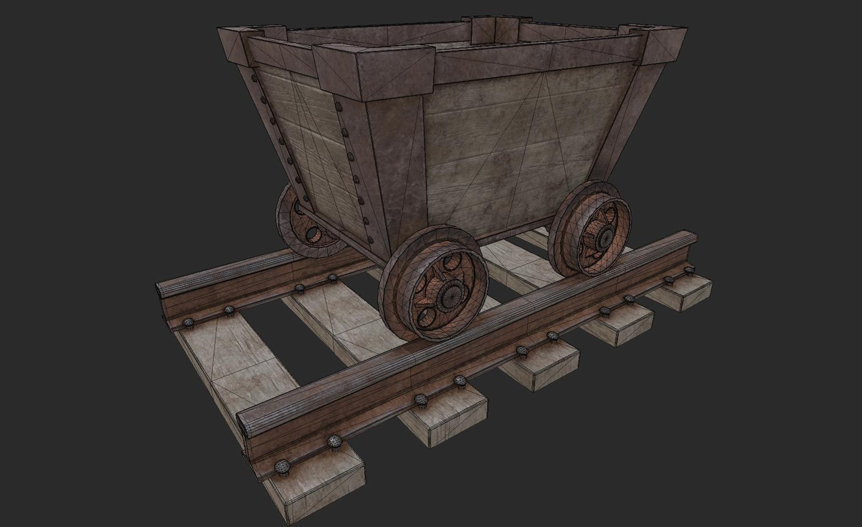 3D Cartoon Mine Cart model - TurboSquid 1726643