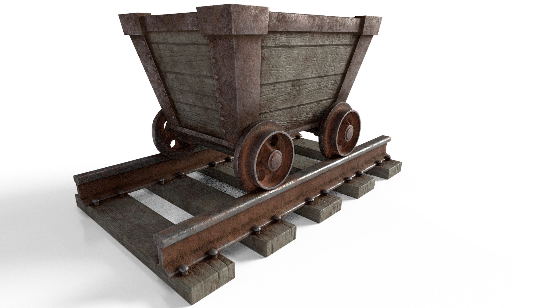 3D Cartoon Mine Cart model - TurboSquid 1726643