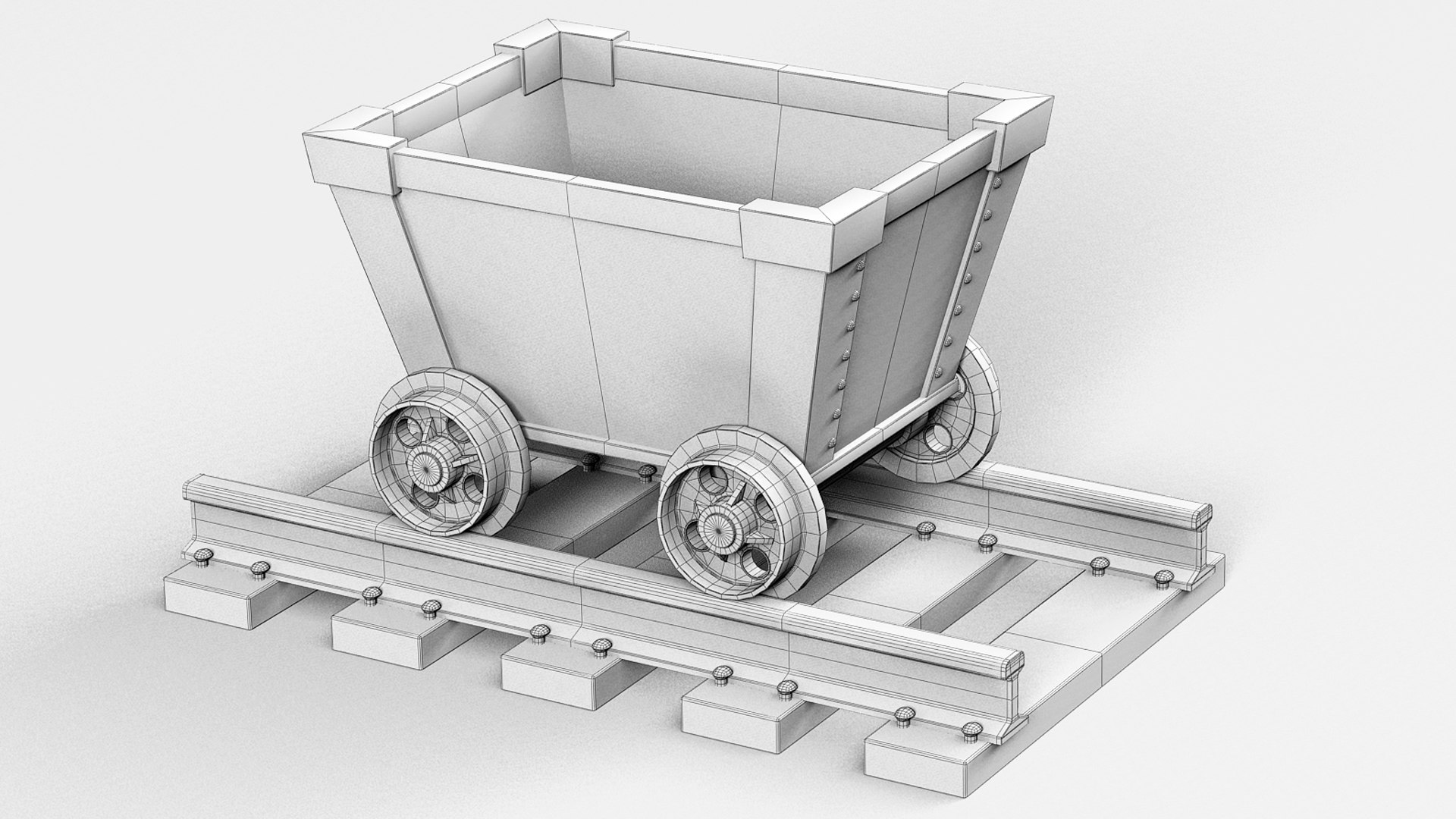 3D Cartoon Mine Cart model - TurboSquid 1726643