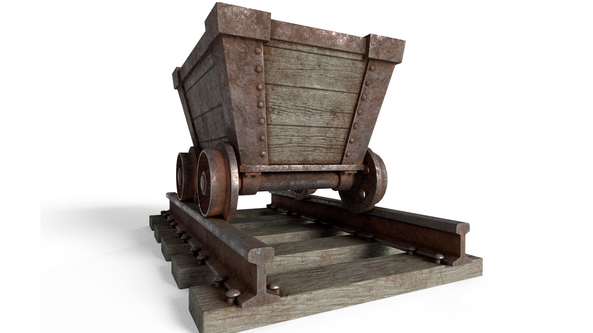 3D Cartoon Mine Cart model - TurboSquid 1726643