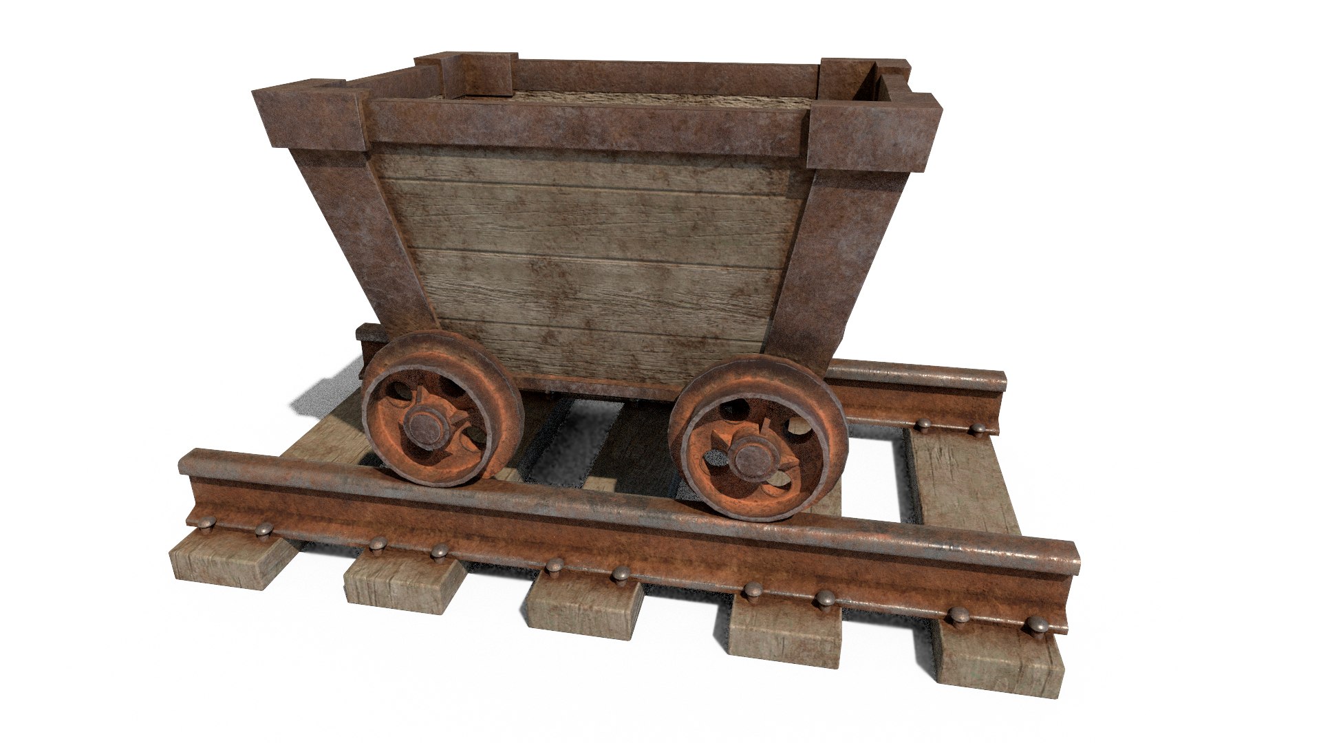 3D Cartoon Mine Cart model - TurboSquid 1726643