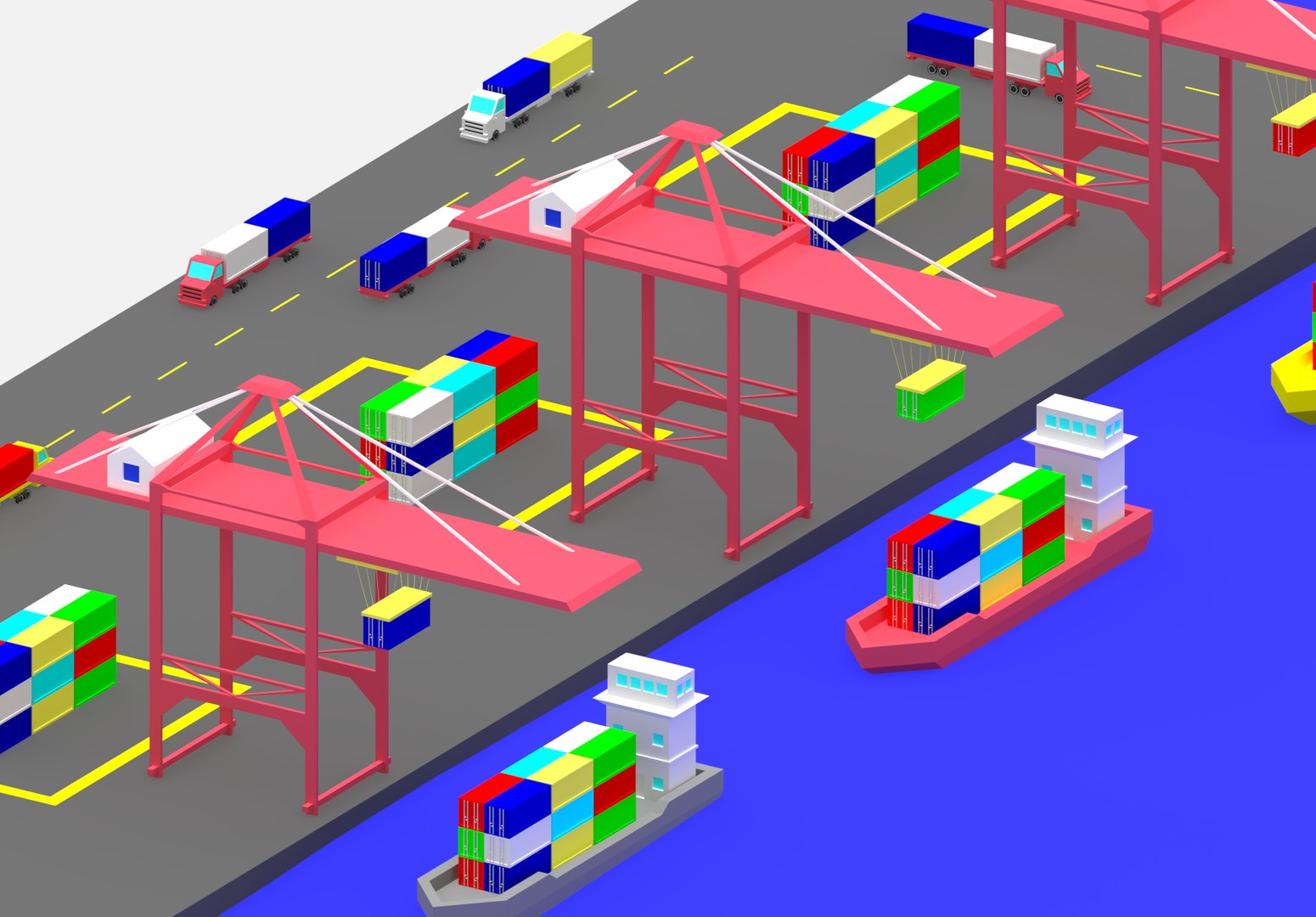 Simple Cartoon Container Port 3D - TurboSquid 1476273