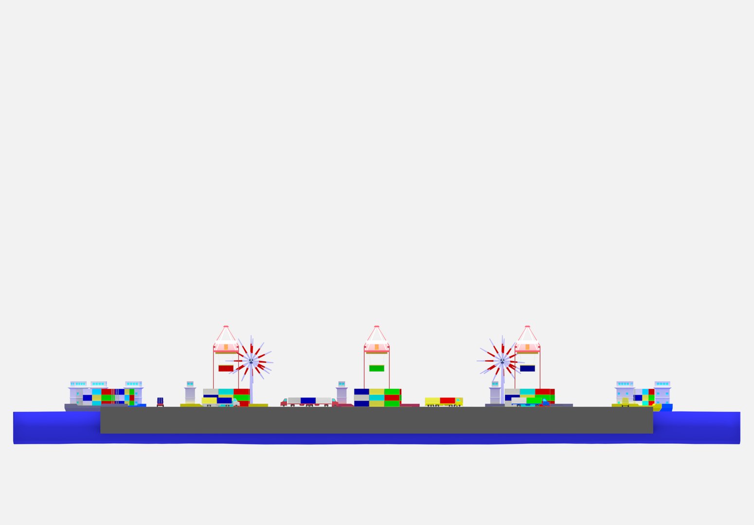 Simple Cartoon Container Port 3D - TurboSquid 1476273