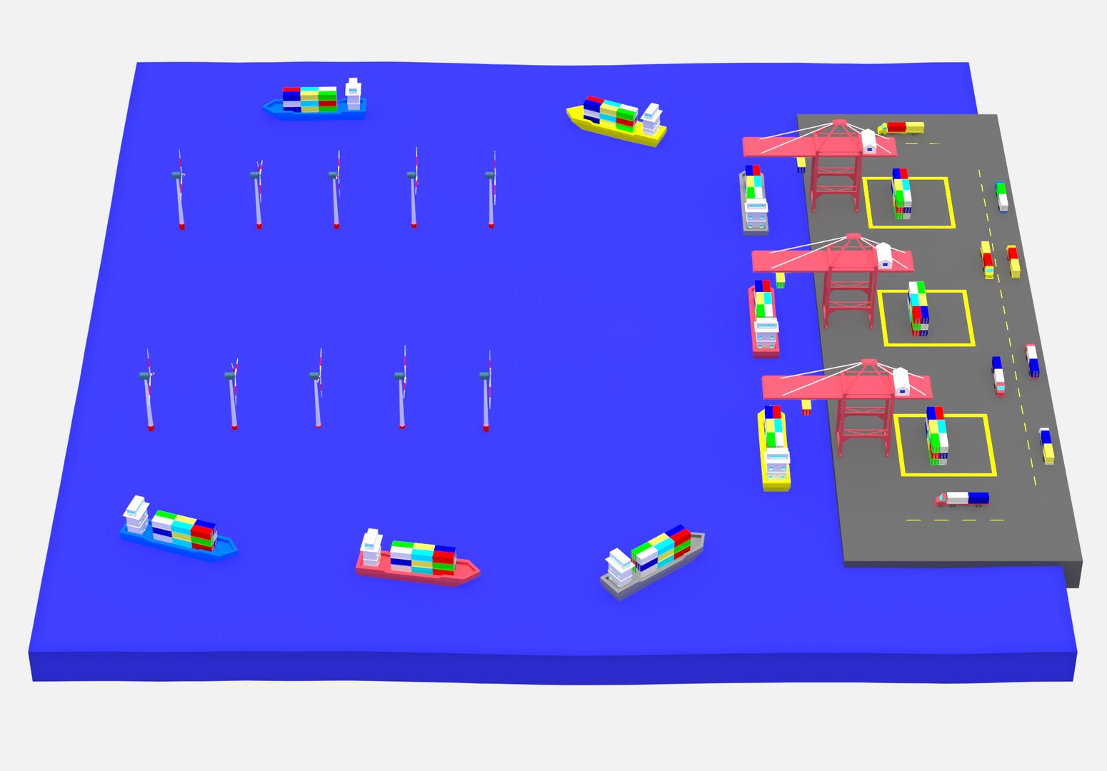 Simple Cartoon Container Port 3D - TurboSquid 1476273