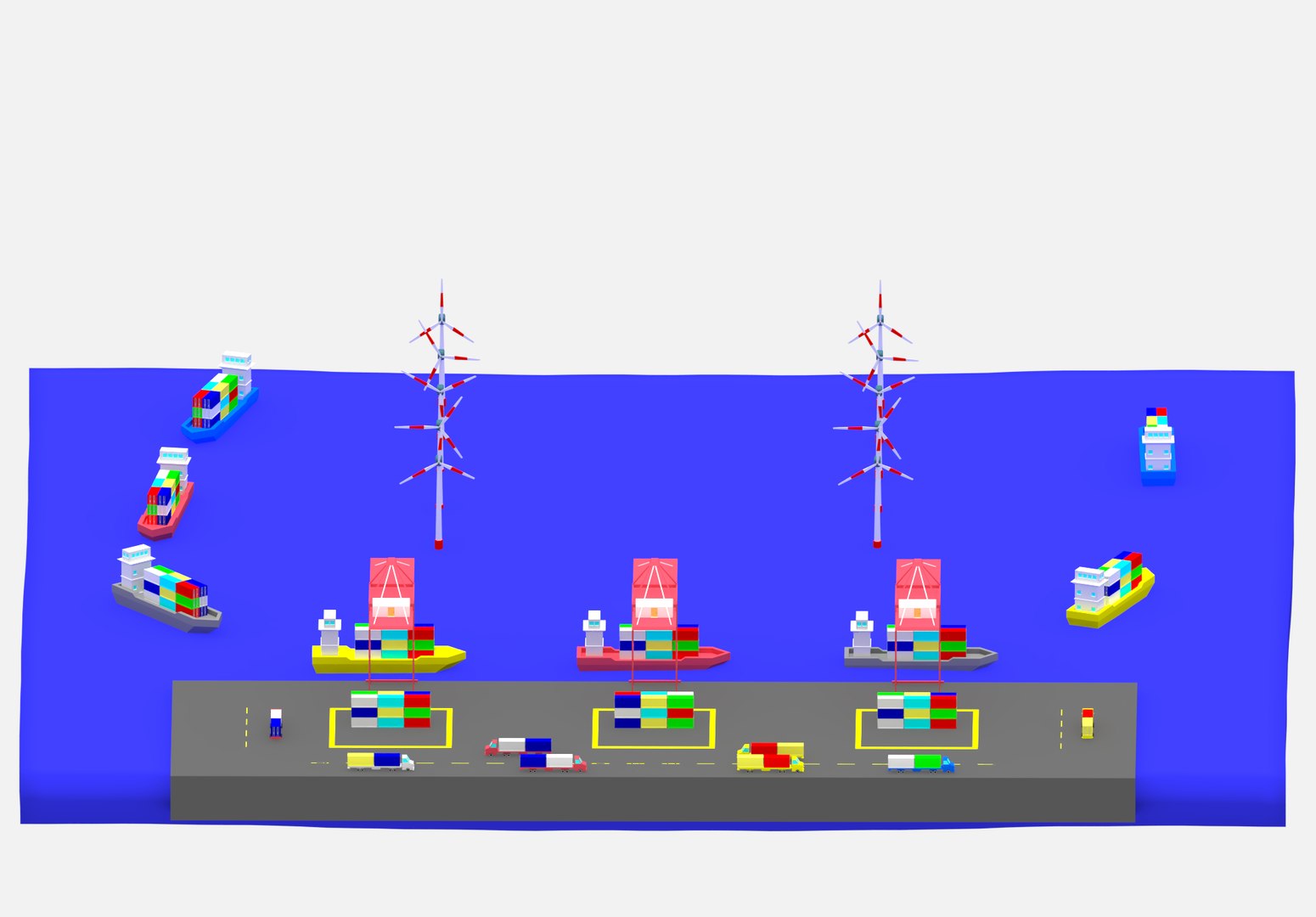 Simple Cartoon Container Port 3D - TurboSquid 1476273