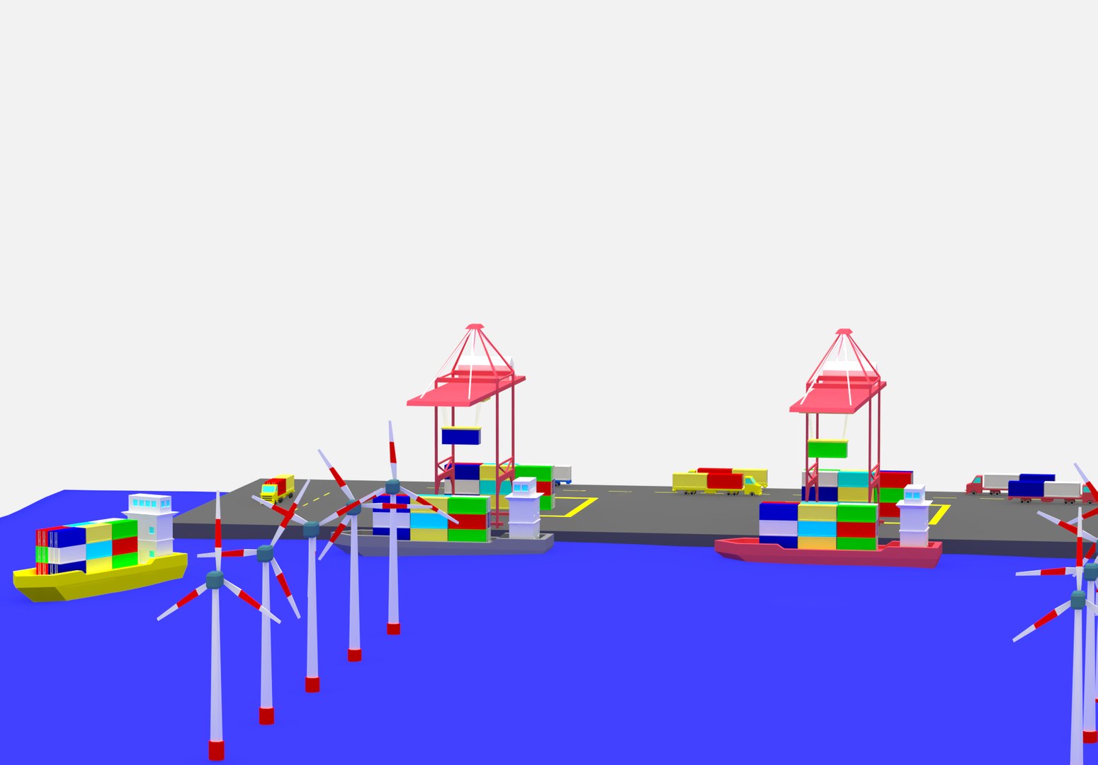 Simple Cartoon Container Port 3D - TurboSquid 1476273