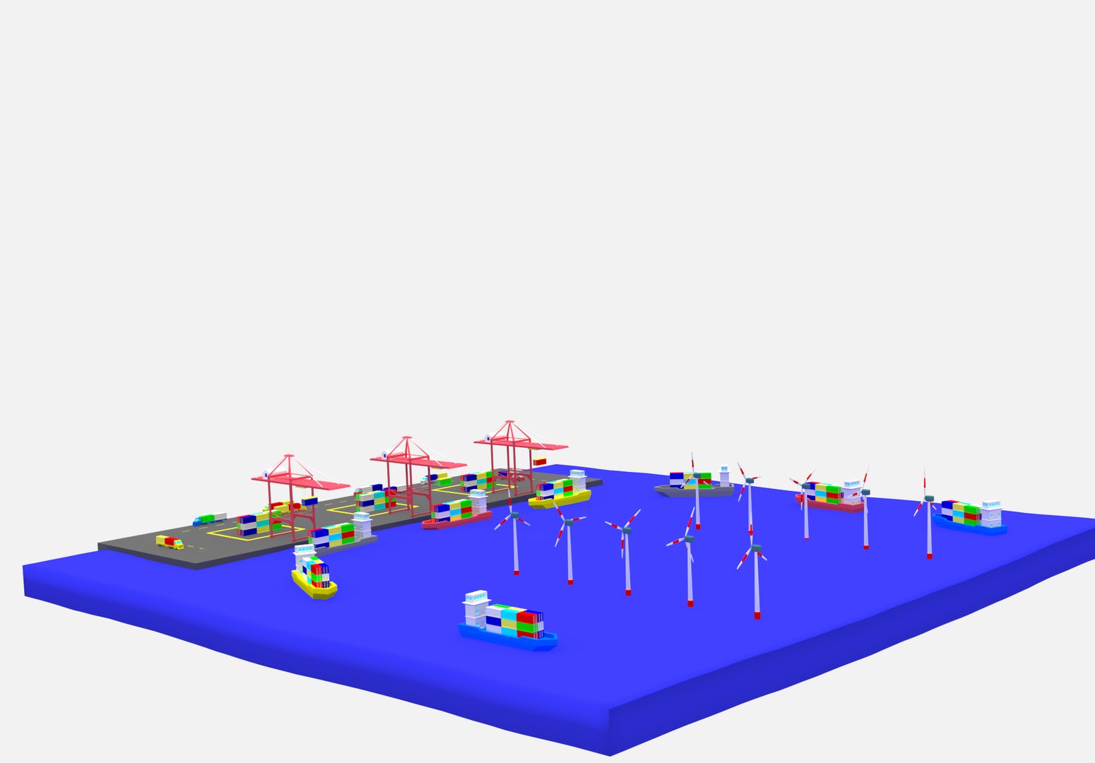 Simple Cartoon Container Port 3D - TurboSquid 1476273