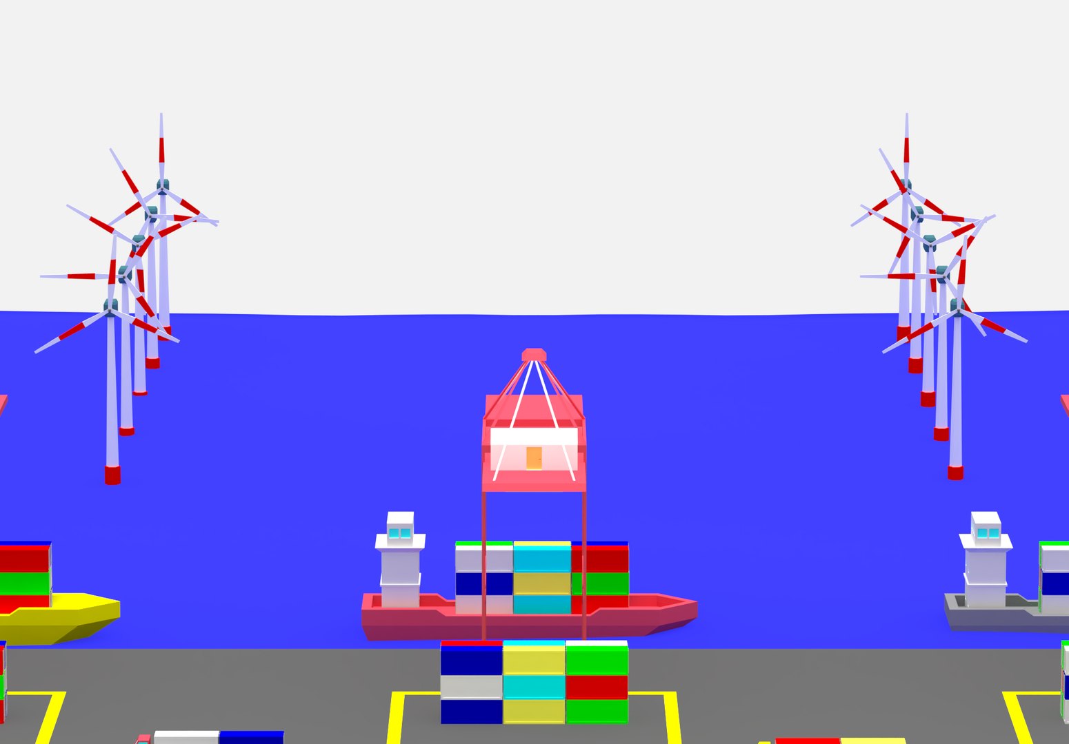 Simple Cartoon Container Port 3D - TurboSquid 1476273