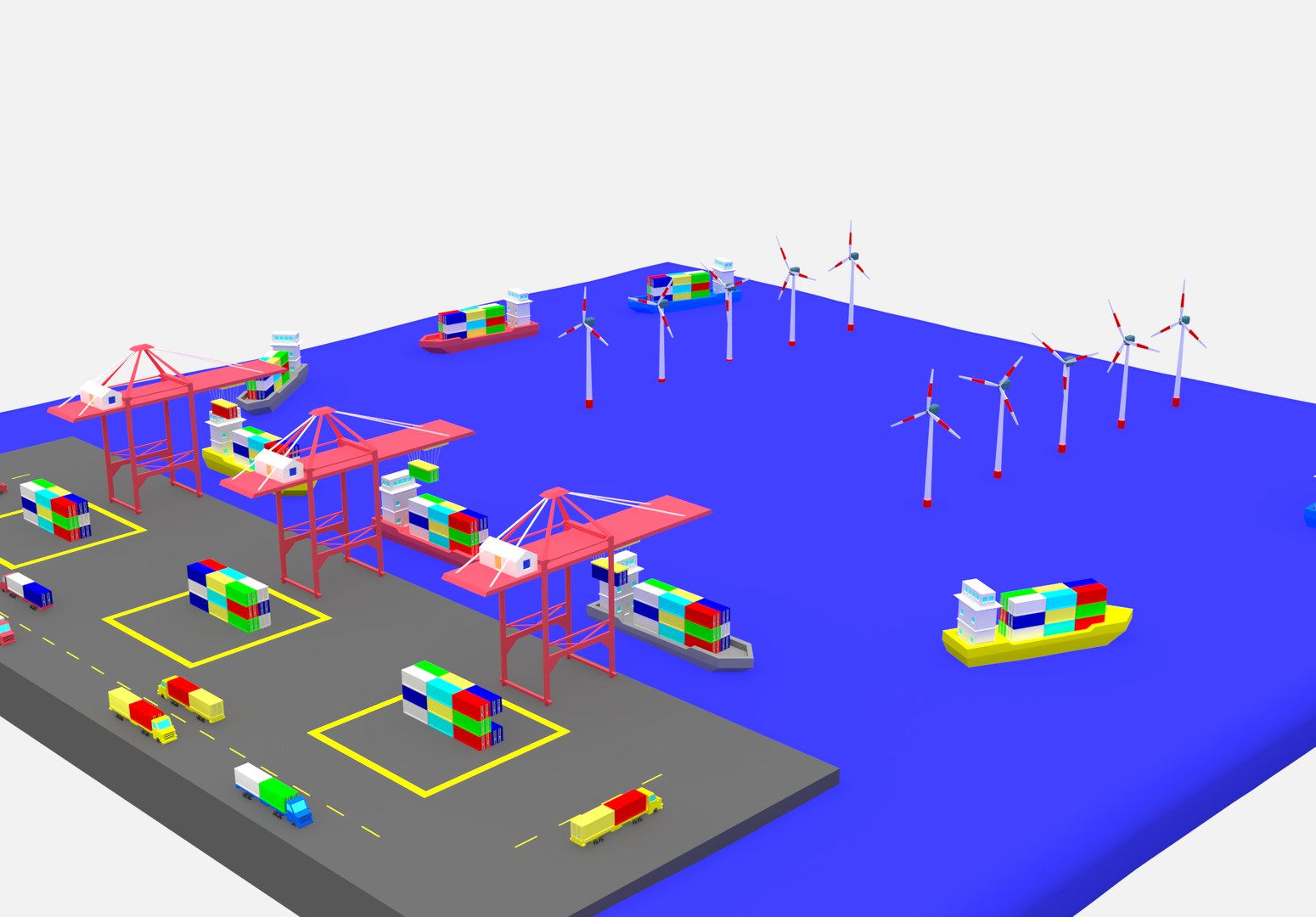 Simple Cartoon Container Port 3D - TurboSquid 1476273