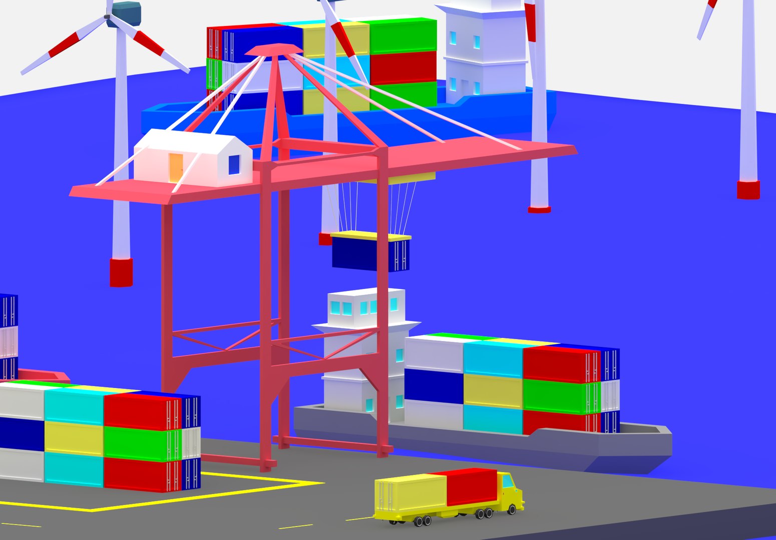 Simple Cartoon Container Port 3D - TurboSquid 1476273