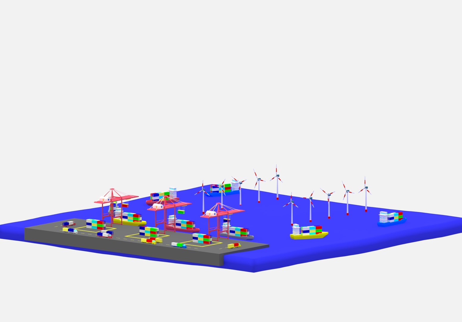 Simple Cartoon Container Port 3D - TurboSquid 1476273