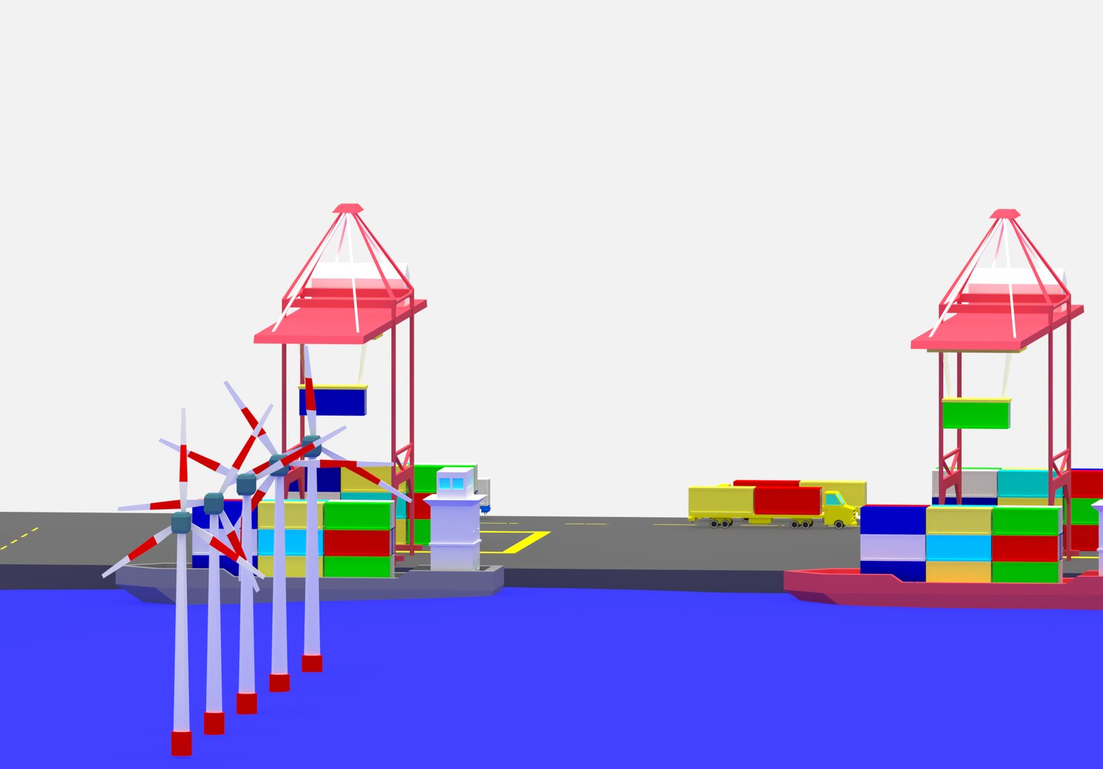 Simple Cartoon Container Port 3D - TurboSquid 1476273
