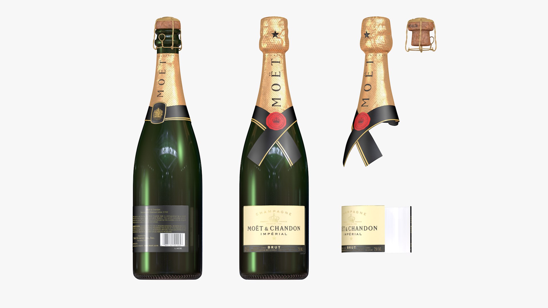 3D Champagne Bottle - Moet Model - TurboSquid 1471259