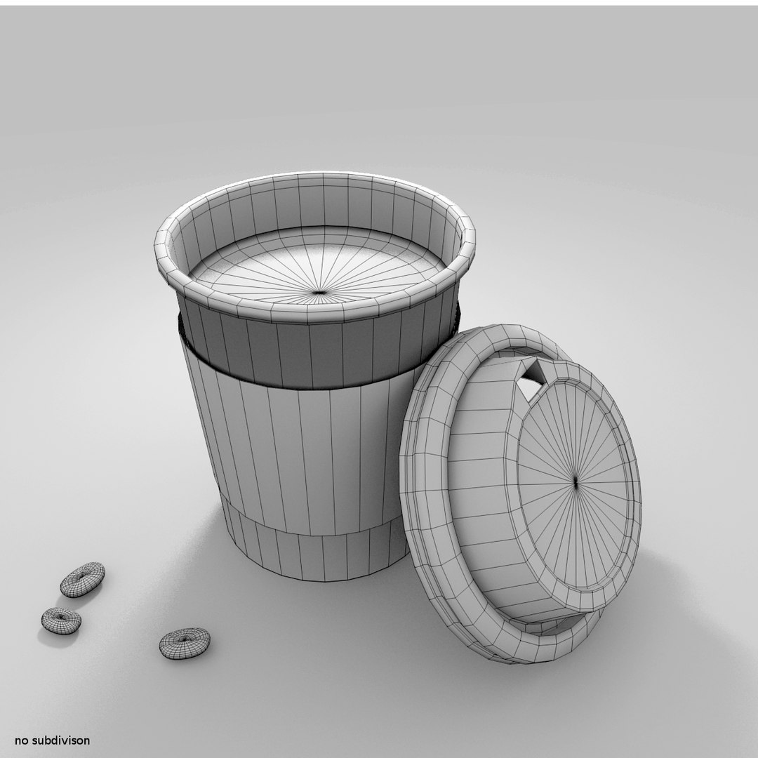 3d Paper Cup Coffee Beans Model