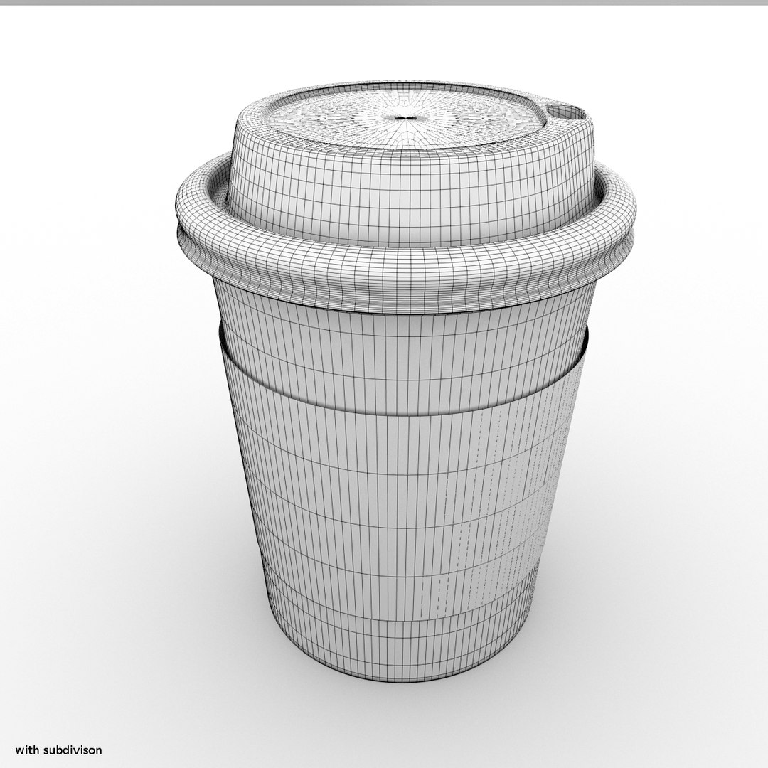 3d Paper Cup Coffee Beans Model