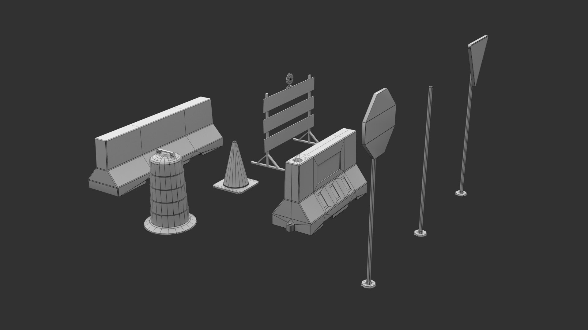 3D Traffic Props Urban - Lowpoly - TurboSquid 2400470