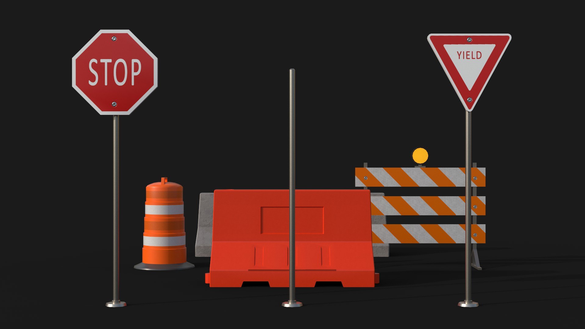3D Traffic Props Urban - Lowpoly - TurboSquid 2400470