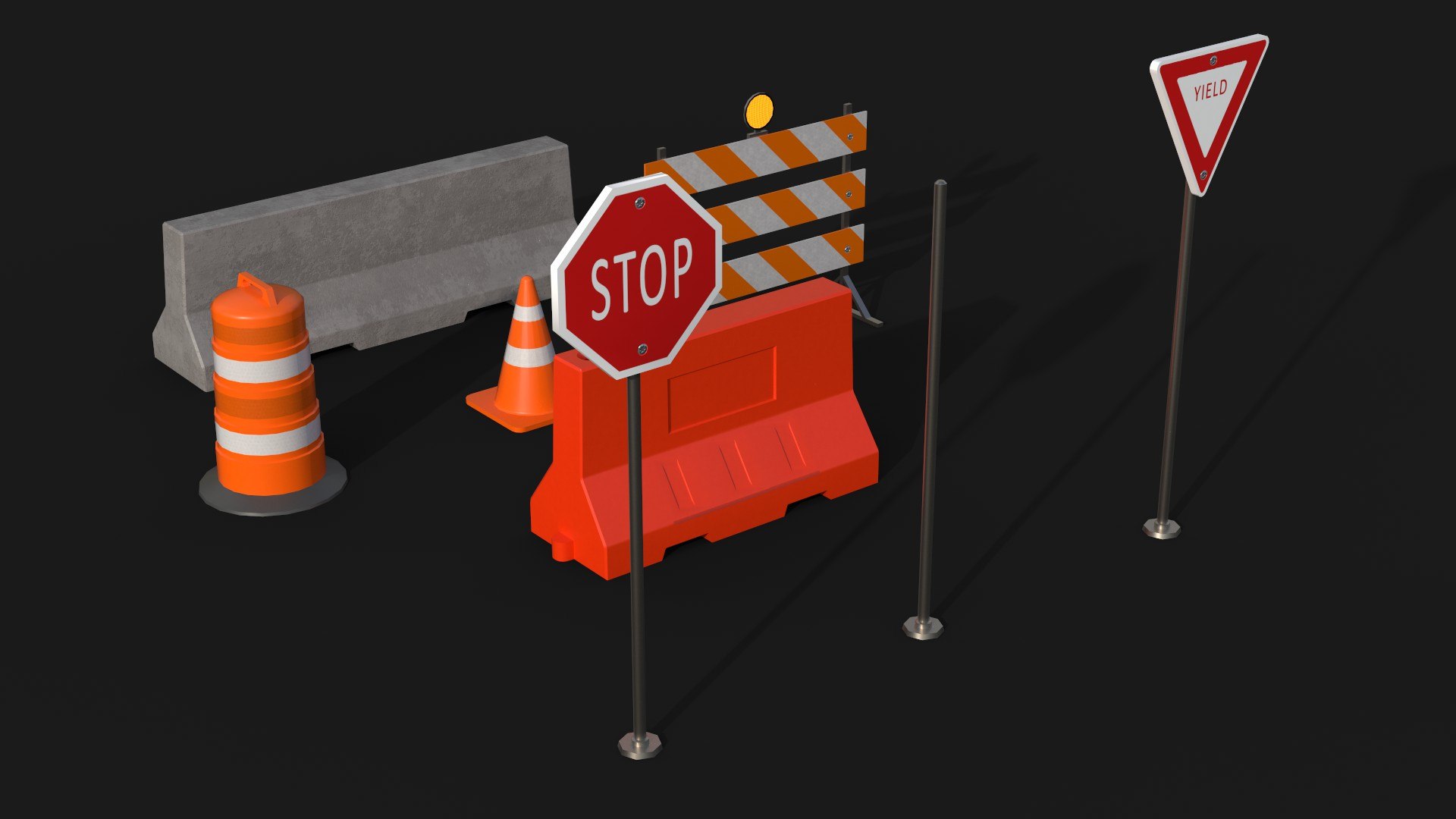3D Traffic Props Urban - Lowpoly - TurboSquid 2400470