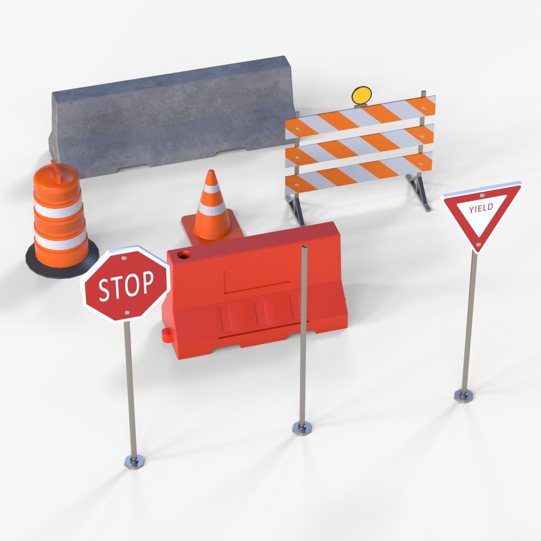 3D Traffic Props Urban - Lowpoly - TurboSquid 2400470