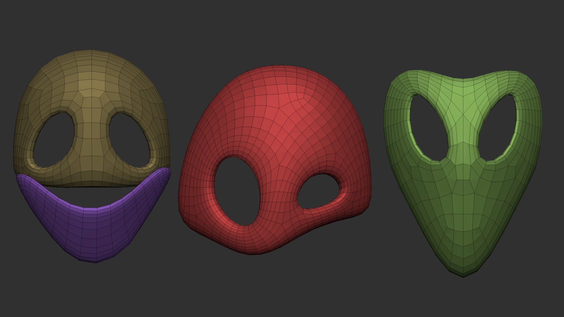 50 Low Poly Mask Shapes And Base Meshes IMM Brush Set For Zbrush OBJ ...