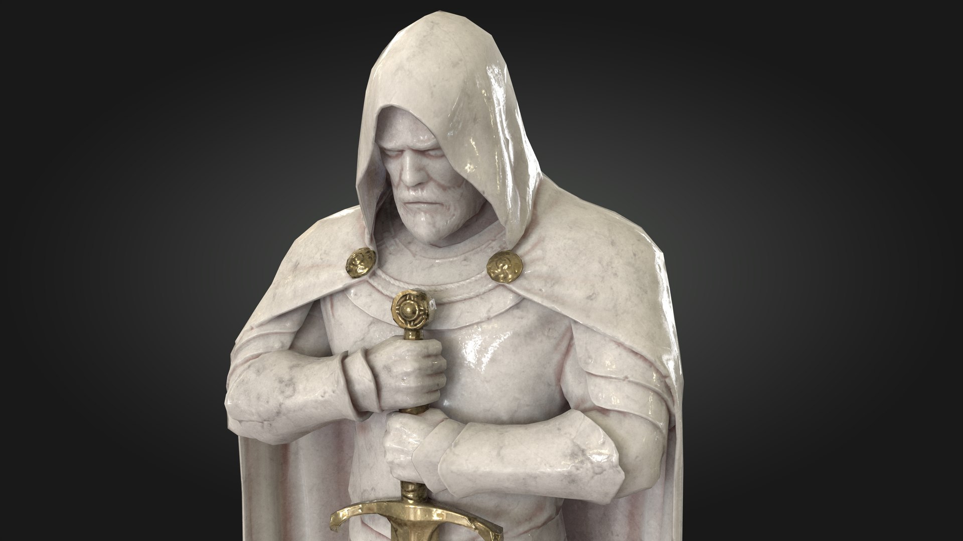 Ancient marble statue knight model - TurboSquid 1713254